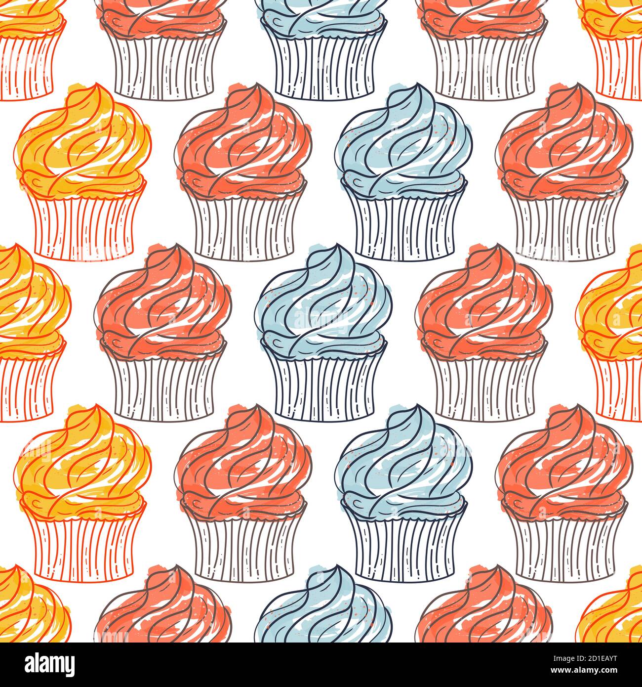 Cupcake. Seamless colorful vector cupcake pattern. Sketch, art illustration Stock Vector Image ...