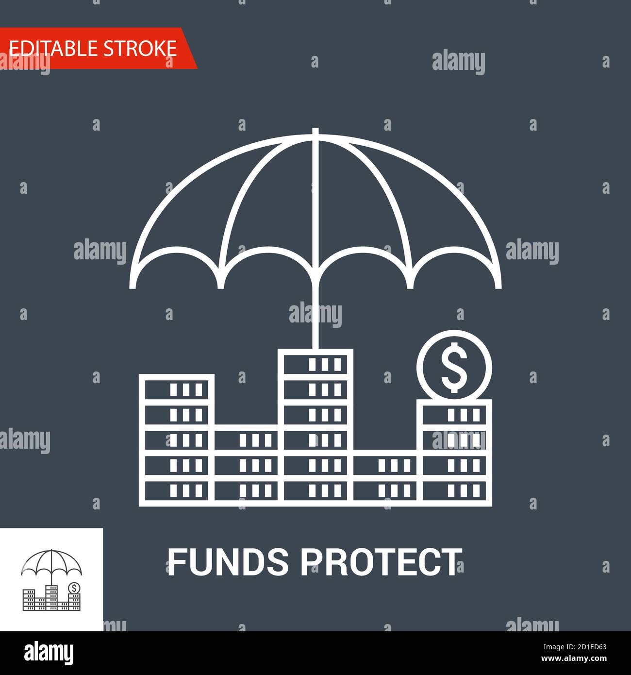 Funds Protect Icon. Thin Line Vector Illustration Stock Vector Image ...