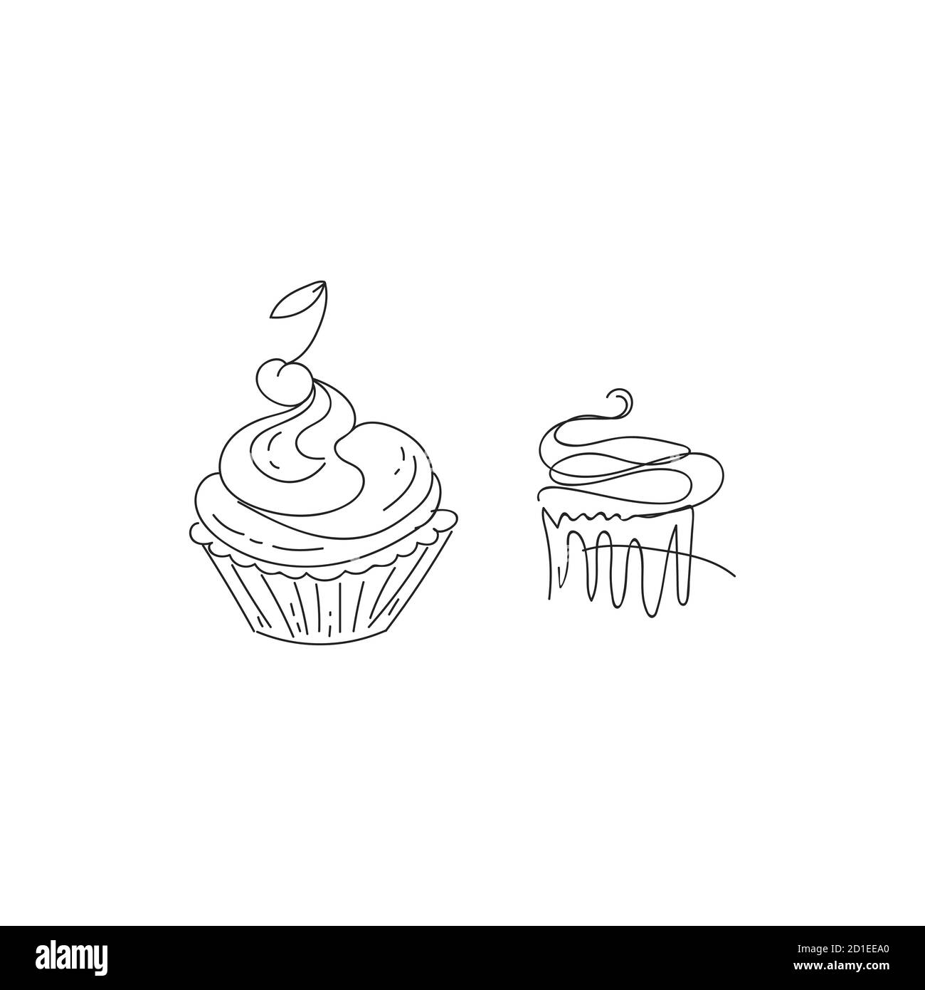 Cupcake line drawing Cut Out Stock Images & Pictures - Alamy