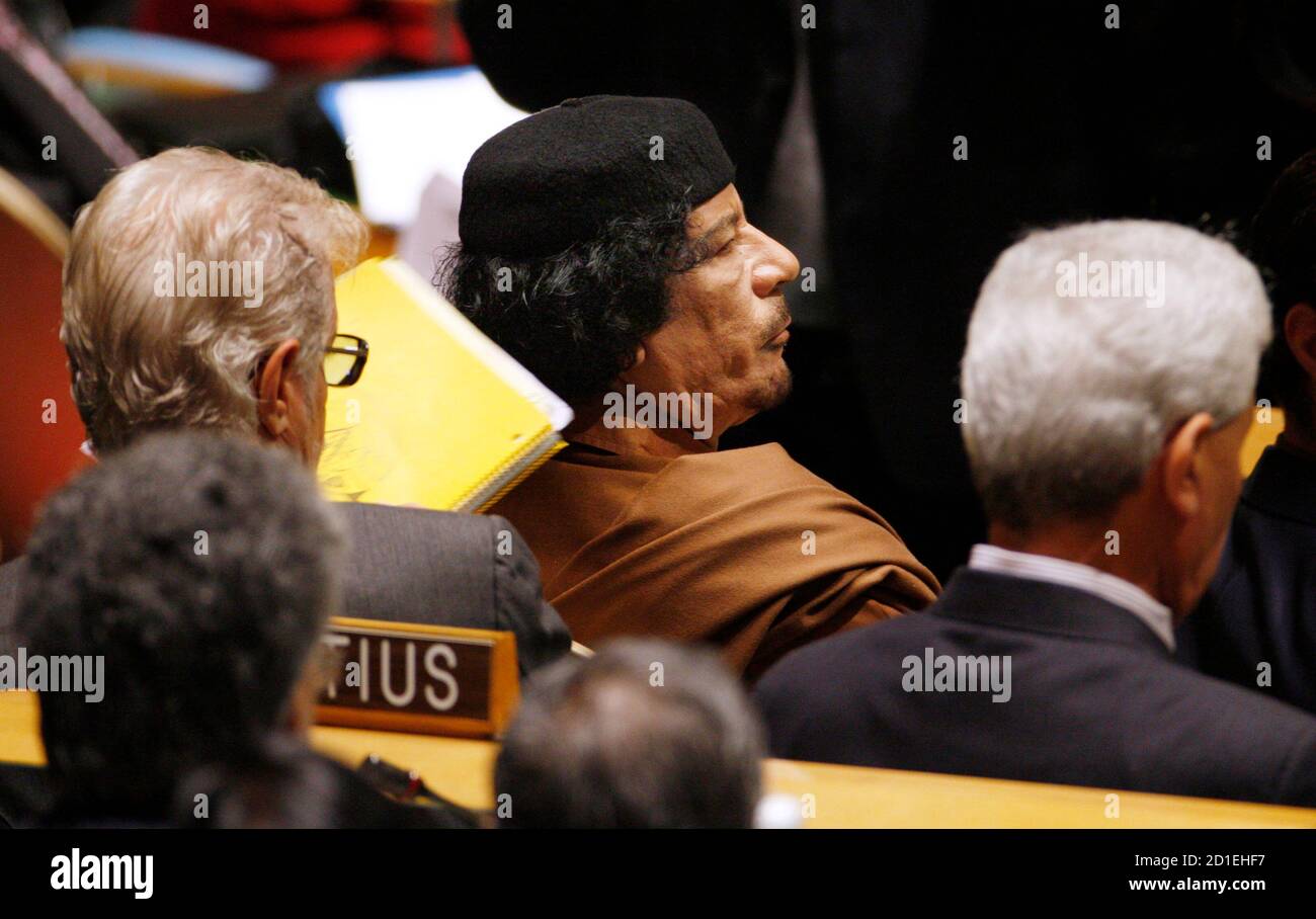 Libyan leader muammar gaddafi attends hi-res stock photography and ...