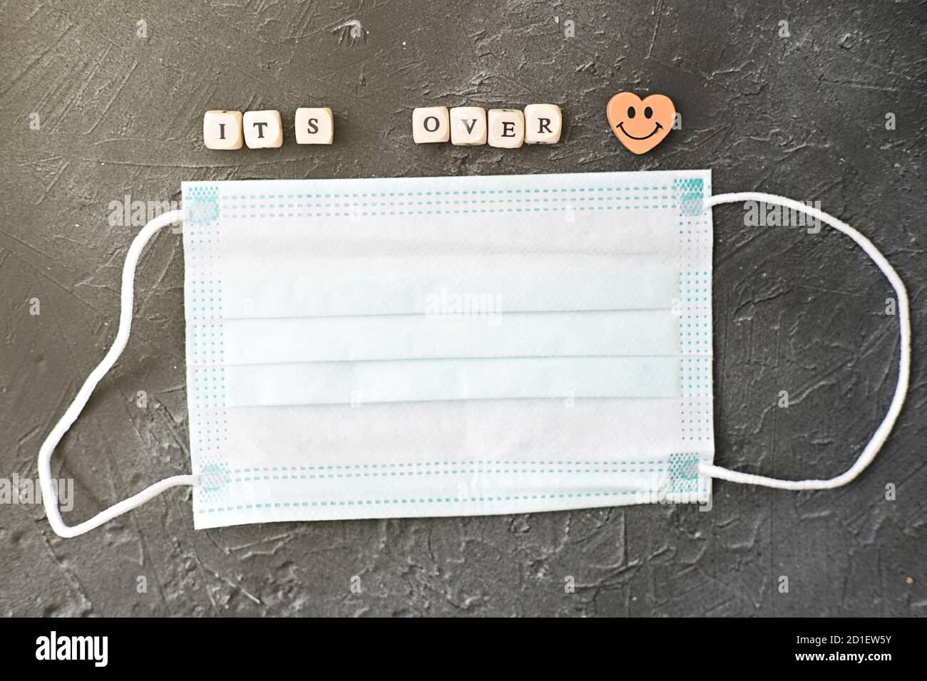 quarantine is over incription. end of quarantine concept. medical face ...