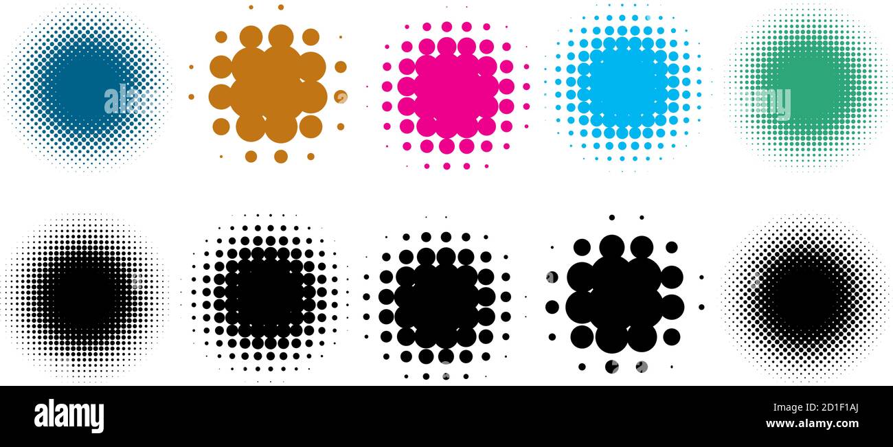 Colorful Halftone Vector Pattern Texture Design Element Set Circles
