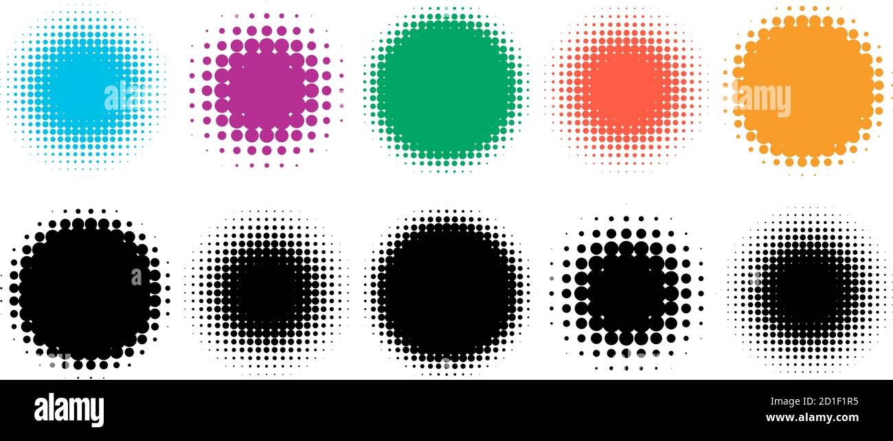 Colorful Halftone Vector Pattern Texture Design Element Set Circles