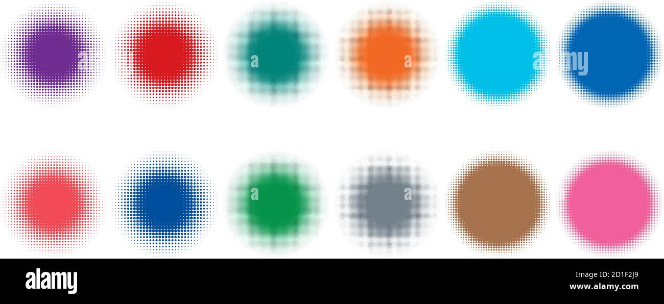 Colorful Halftone Vector Pattern Texture Design Element Set Circles