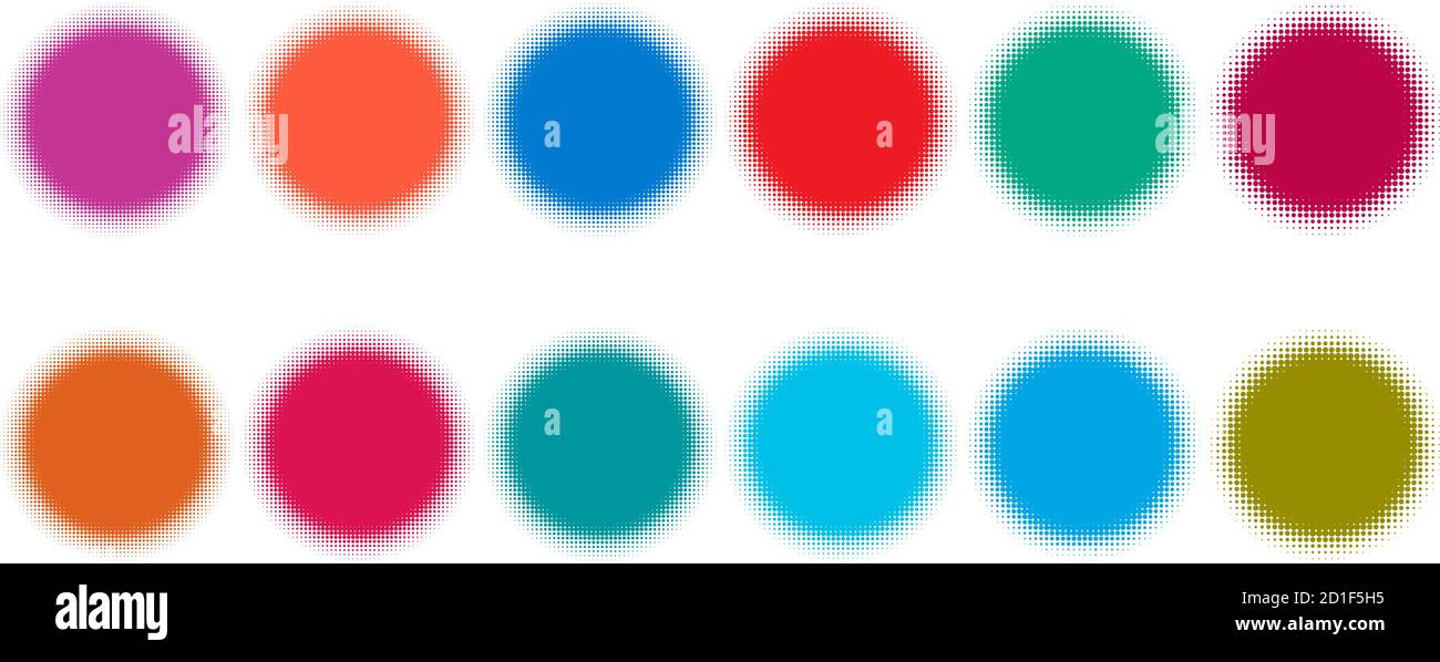 Colorful Halftone Vector Pattern Texture Design Element Set Circles