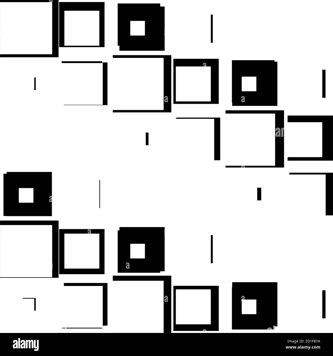 Random, chaotic squares geometric pattern, Vector illustrations. Random black and white ...