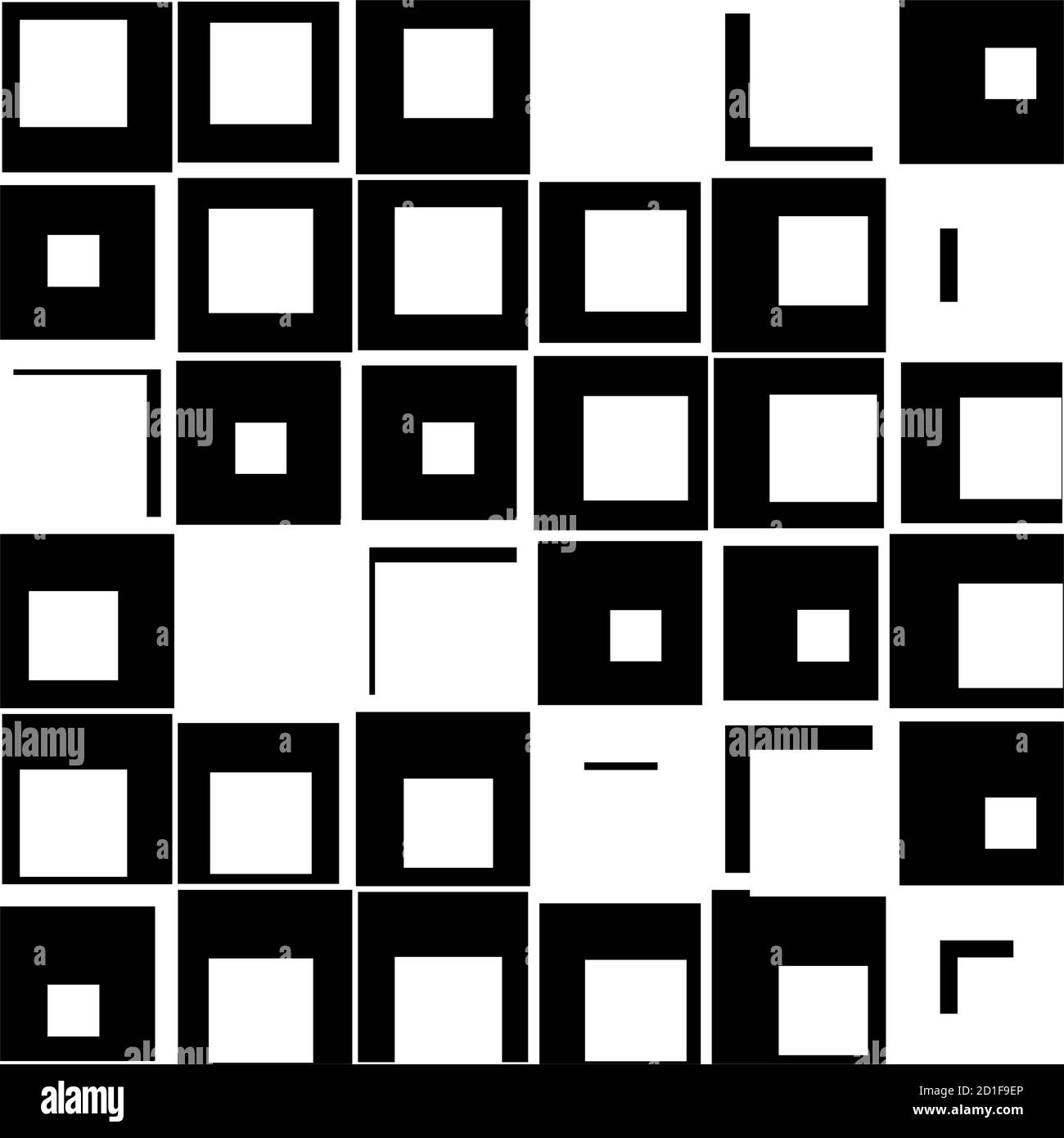 Random, chaotic squares geometric pattern, Vector illustrations. Random black and white ...