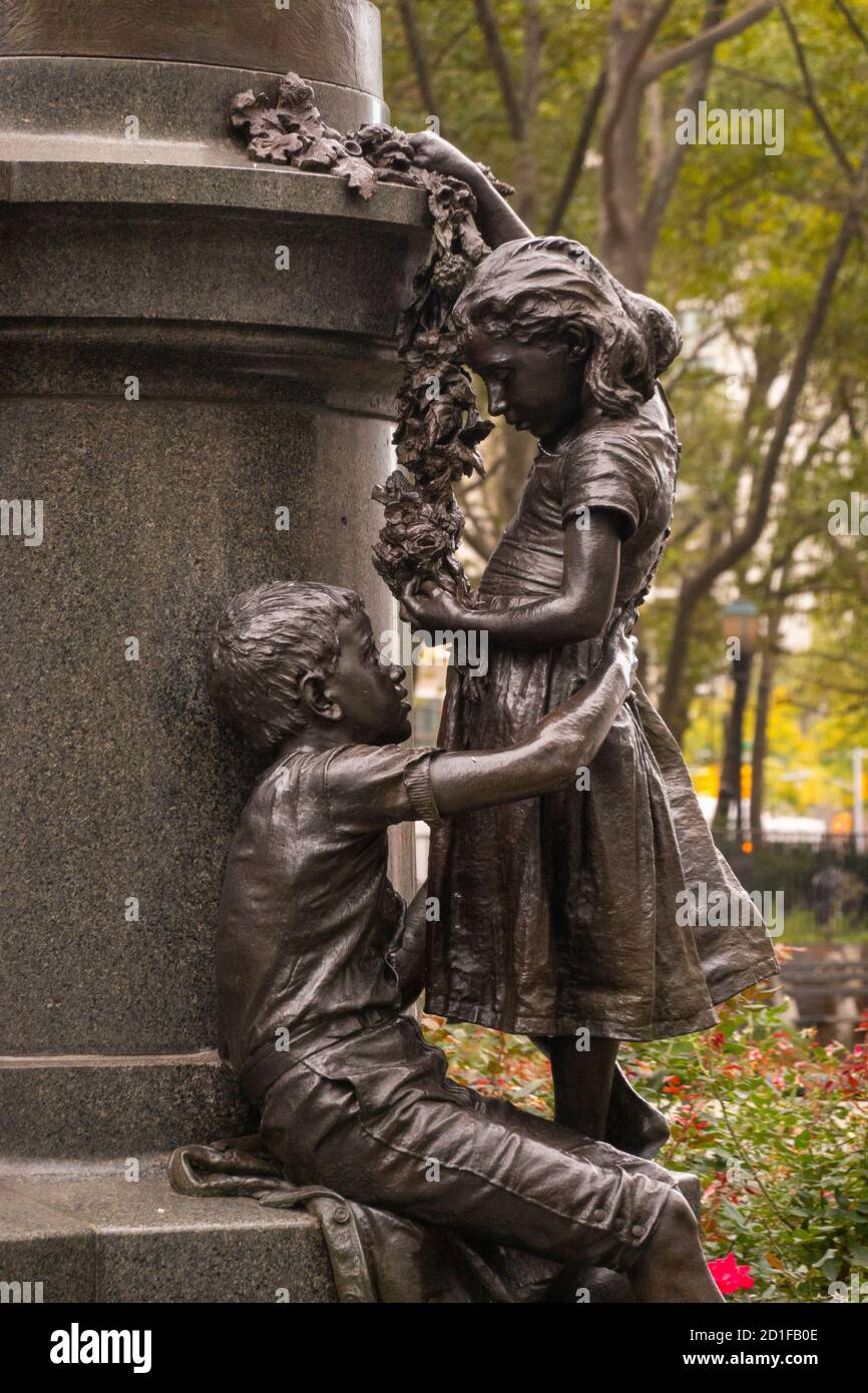 Henry Ward Beecher monument in Columbus Park Brooklyn NYC Stock Photo ...