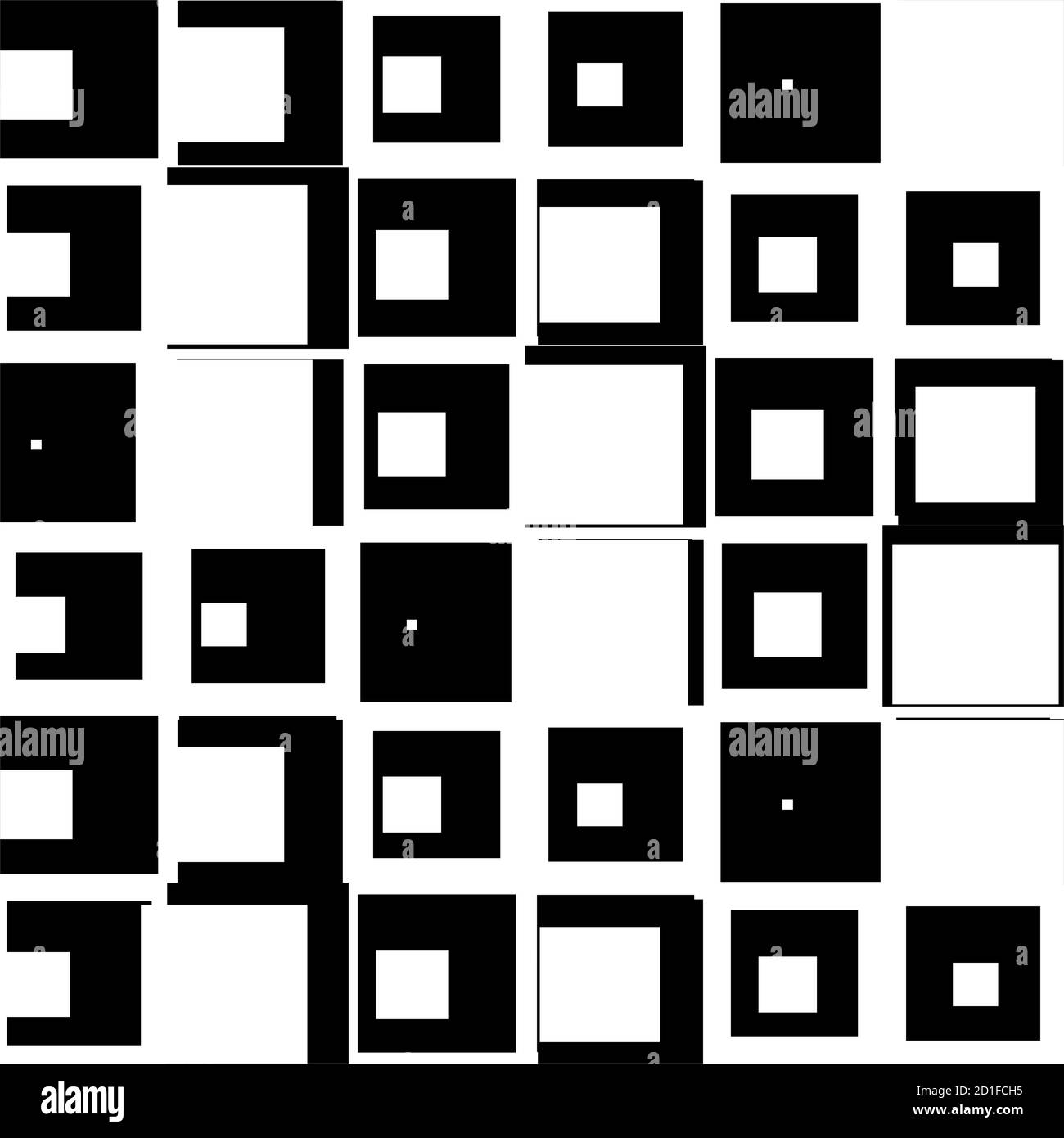 Random, chaotic squares geometric pattern, Vector illustrations. Random black and white ...