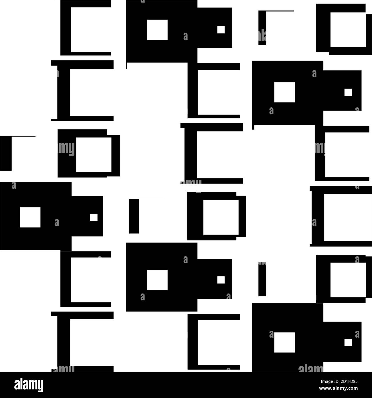 Random, chaotic squares geometric pattern, Vector illustrations. Random black and white ...