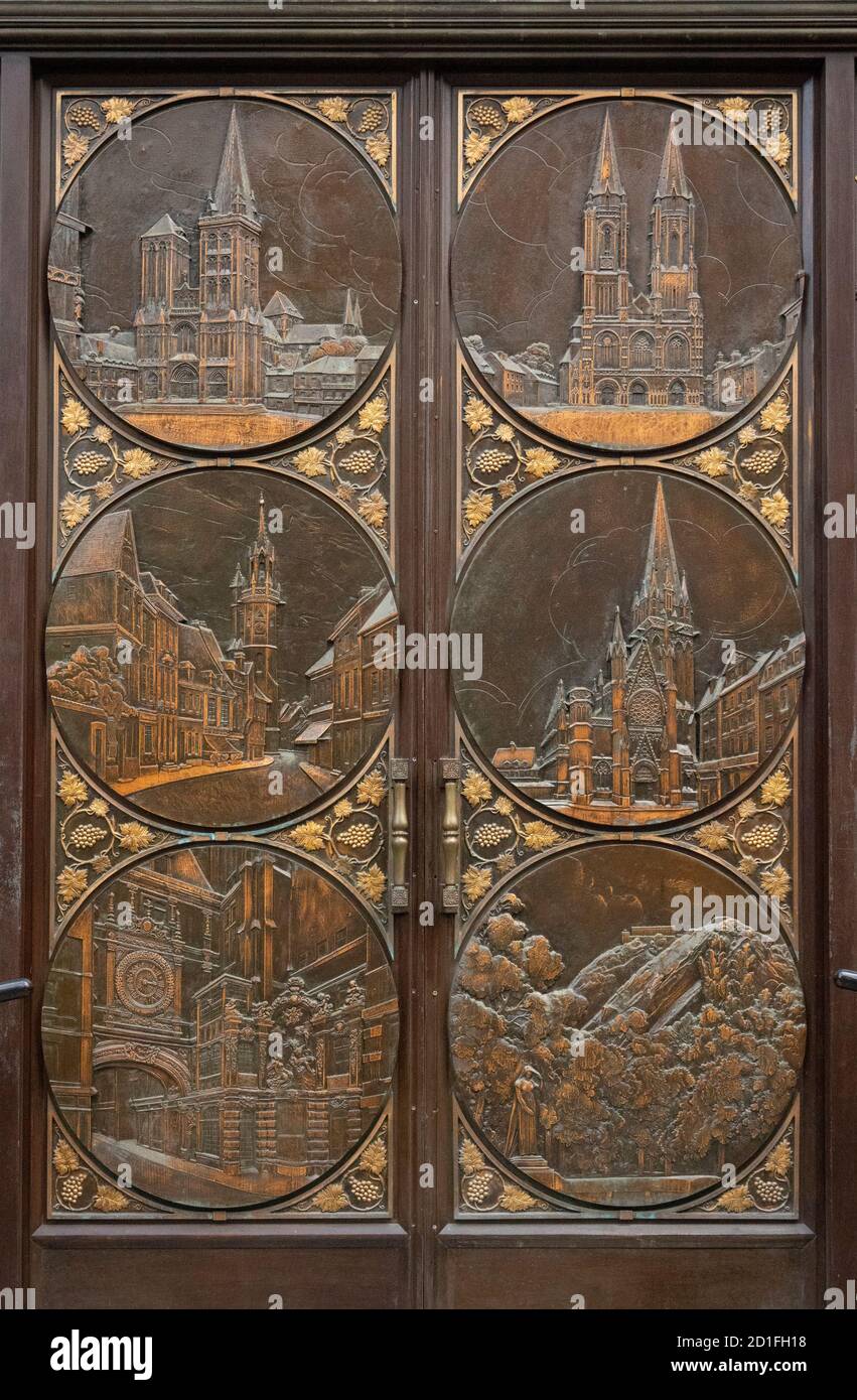 Two bronze doors from the French steam liner ship SS Normandie on ...