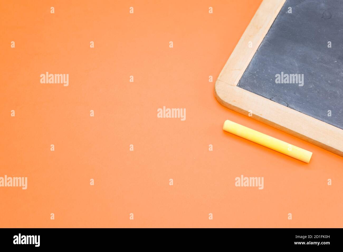 Top view of the blackboard with chalk on the orange surface Stock Photo ...