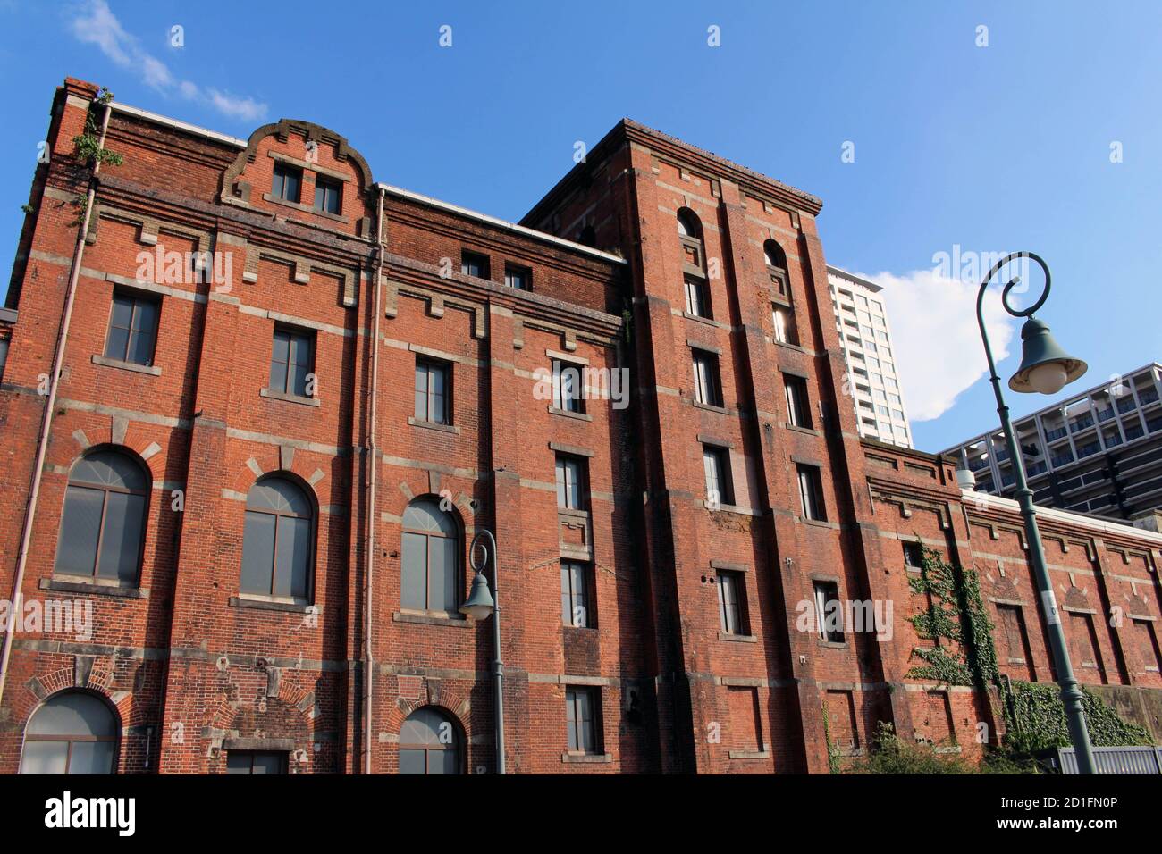 Closeup view of old colonial building around Moji Station in Kitakyushu ...