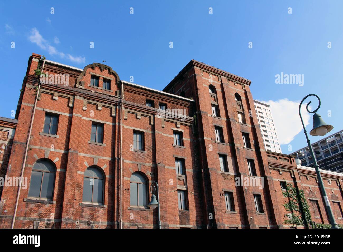 Closeup view of old colonial building around Moji Station in Kitakyushu ...