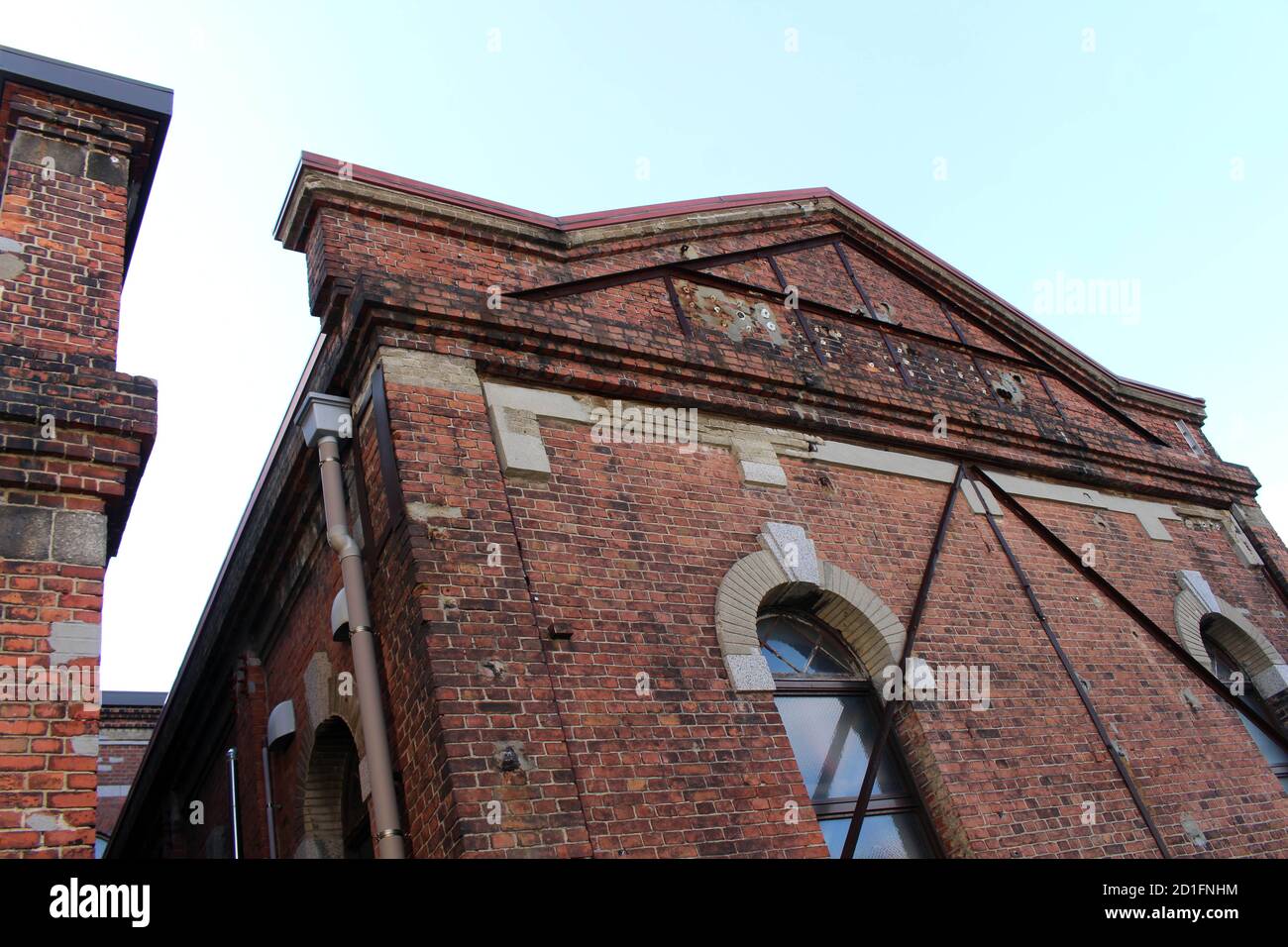 Bricks and window of old colonial building around Moji Station in ...