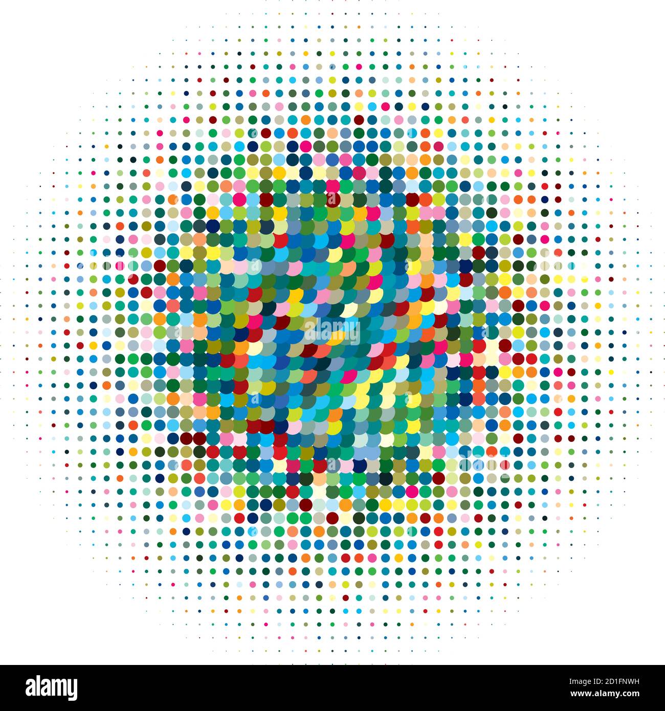 Random colorful dots halftone (half-tone) element. Dotted, circles ...