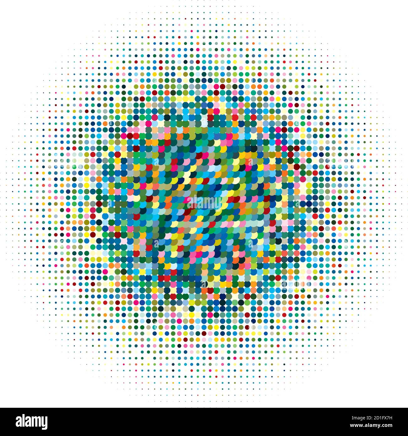 Random colorful dots halftone (half-tone) element. Dotted, circles ...
