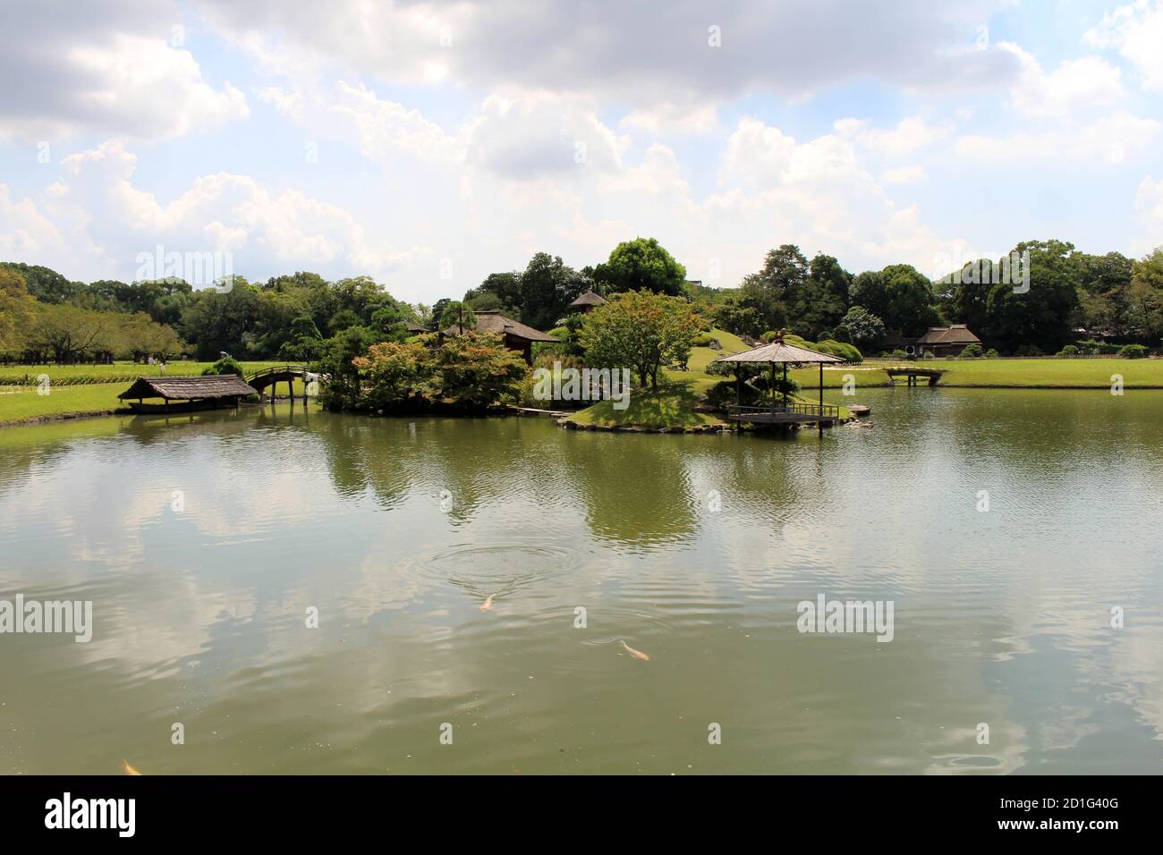 Lake or pond inside Okayama Korakuen Garden complex. Taken in September ...