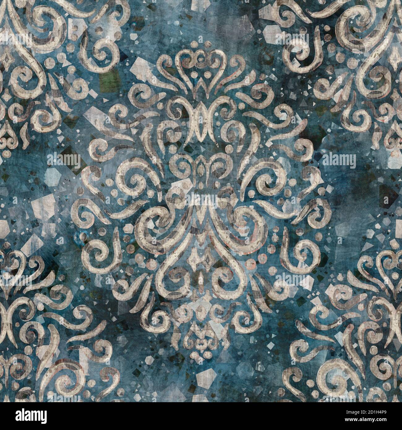 Chic formal grungy damask texture seamless pattern Stock Photo - Alamy
