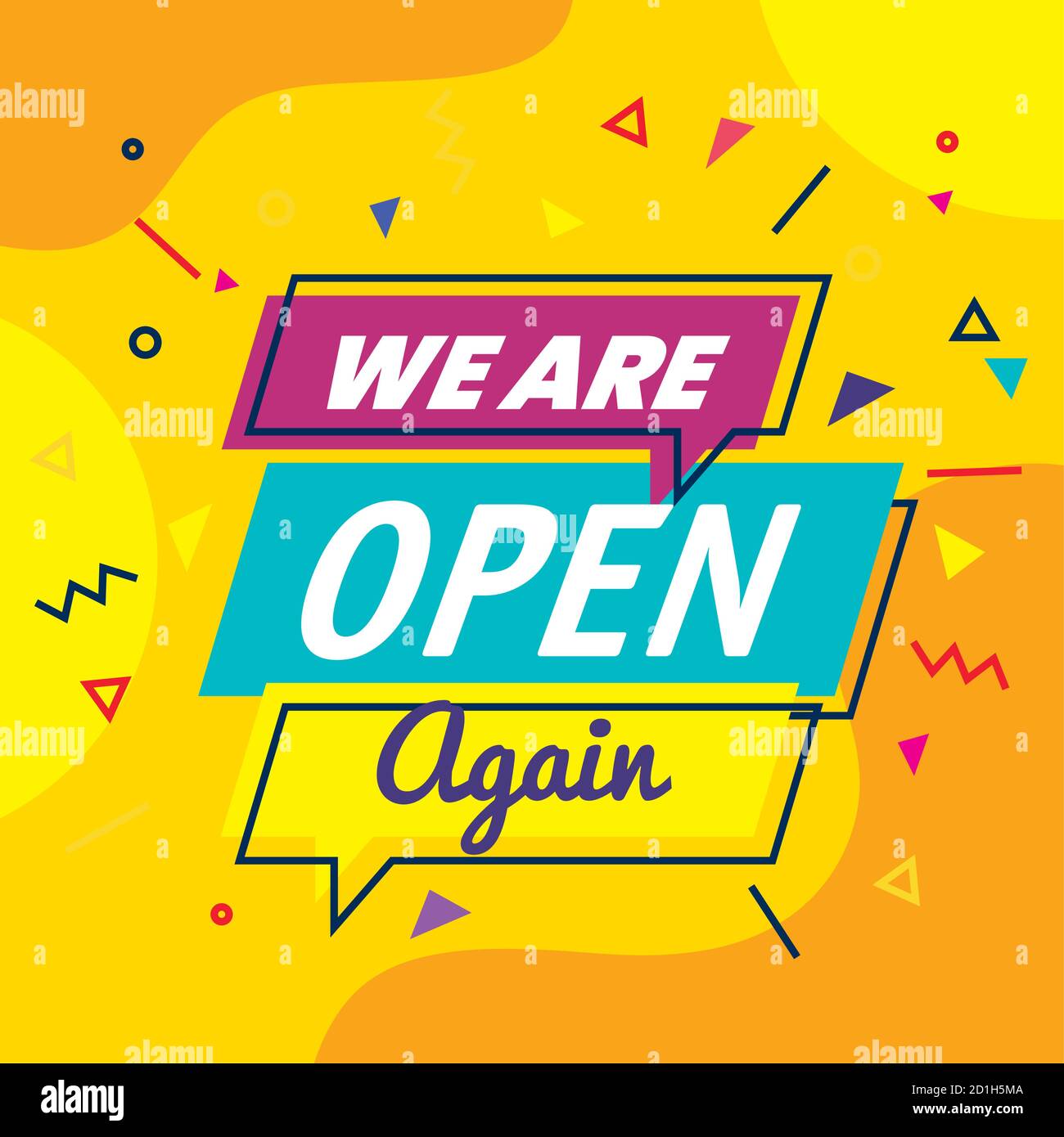 Sign open again lettering Stock Vector Images - Alamy