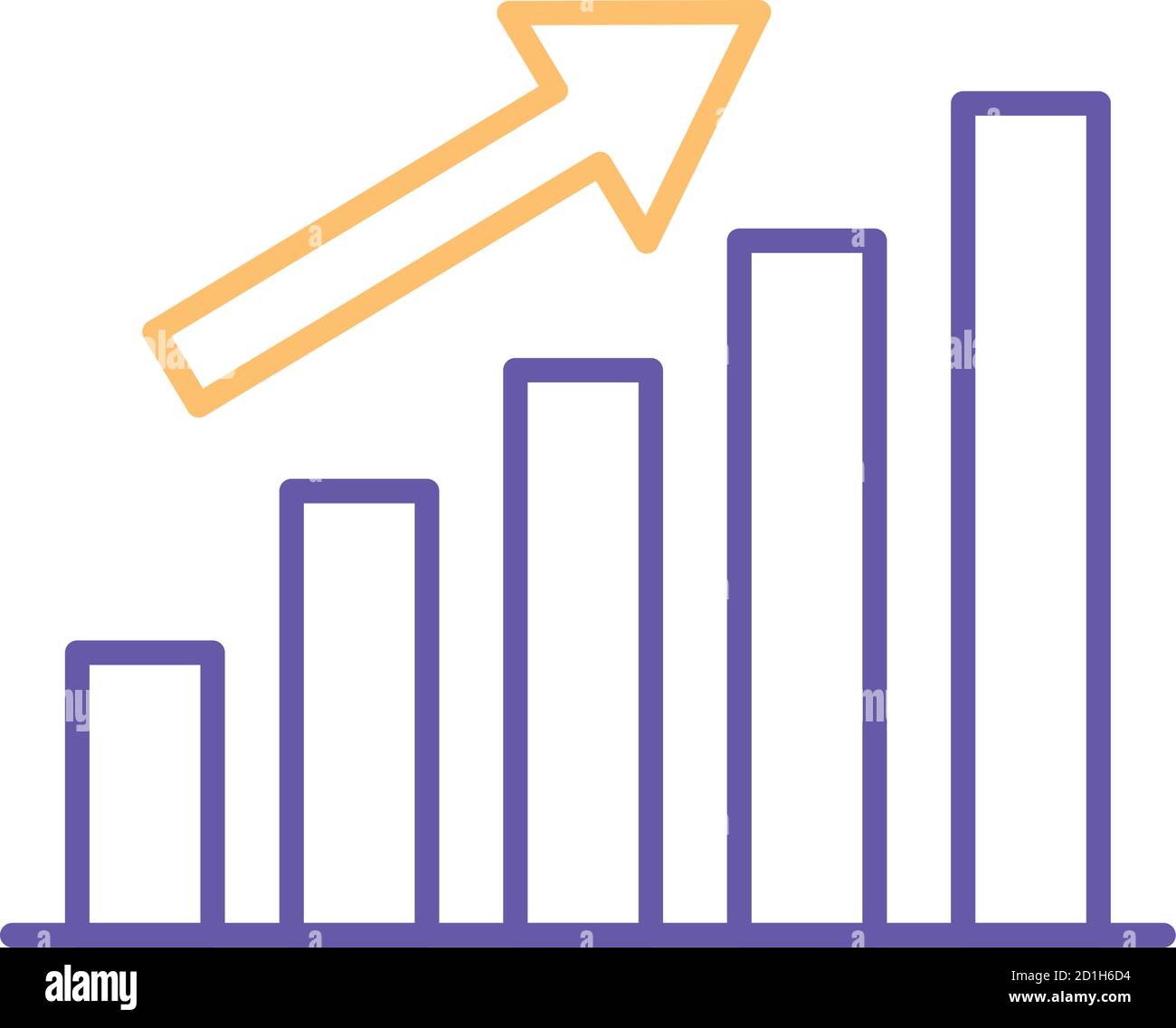 bars chart with increase arrow line style icon vector design Stock ...