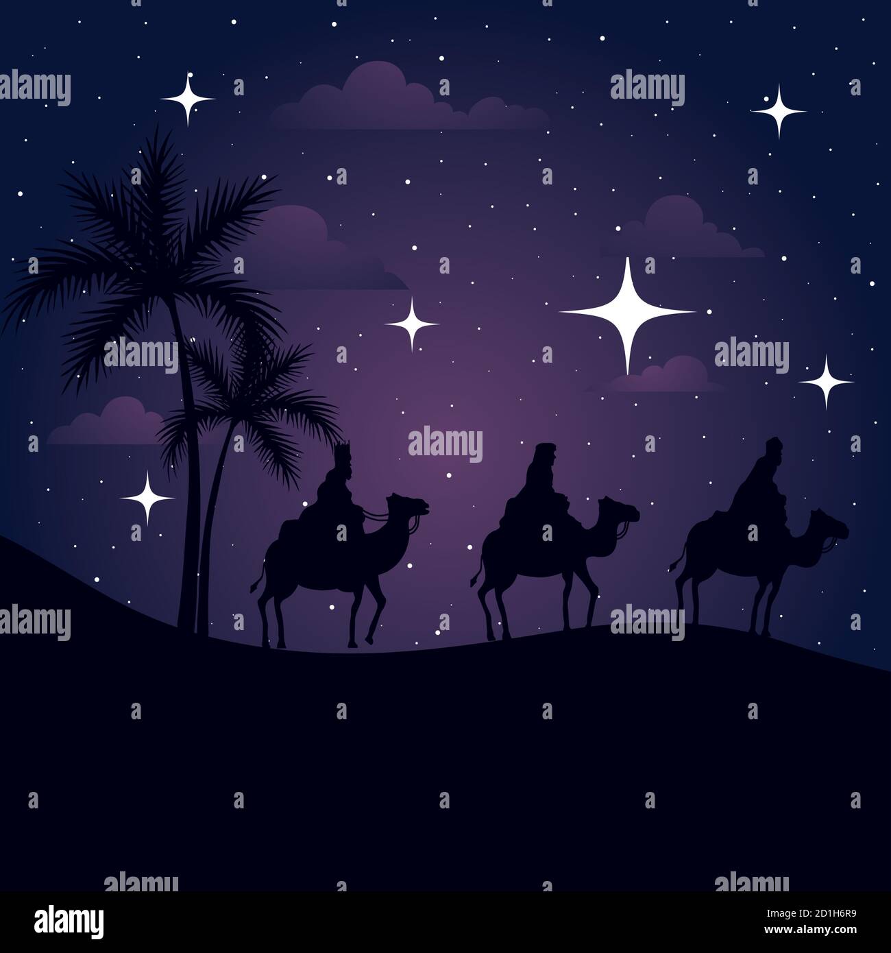 nativity three wise men on purple background vector design Stock Vector ...