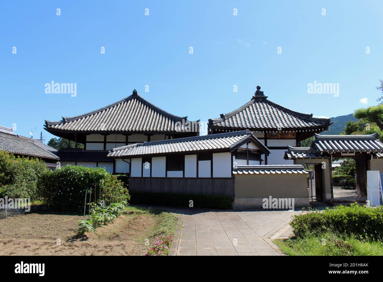 Wall and gate of Asukadera Temple in Asuka. Taken in September 2019 ...