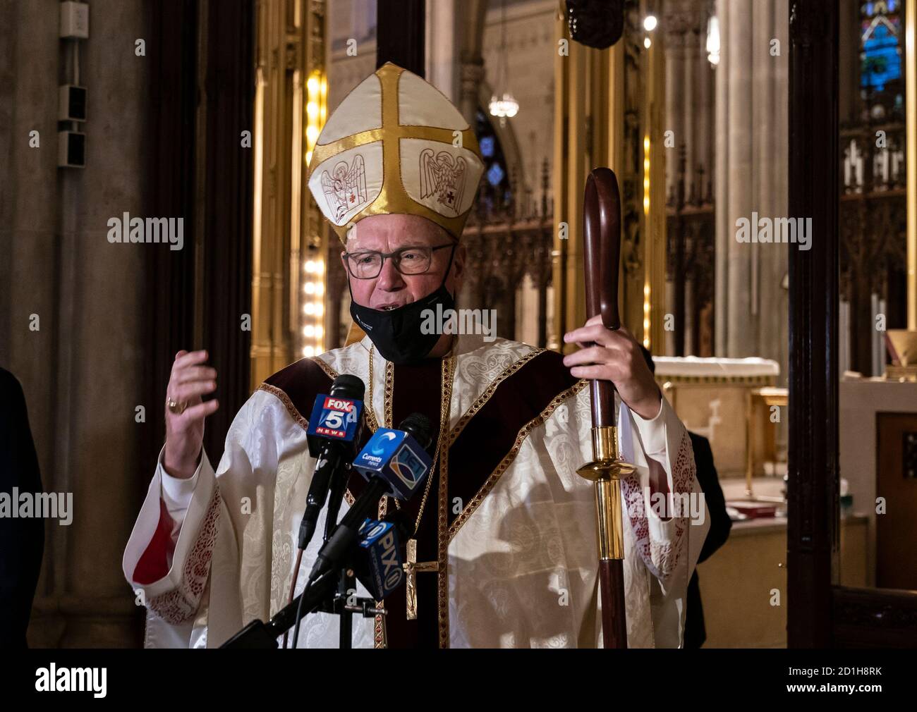 Cardinal Timothy Dolan speaks to media after the NYPD mass honoring ...