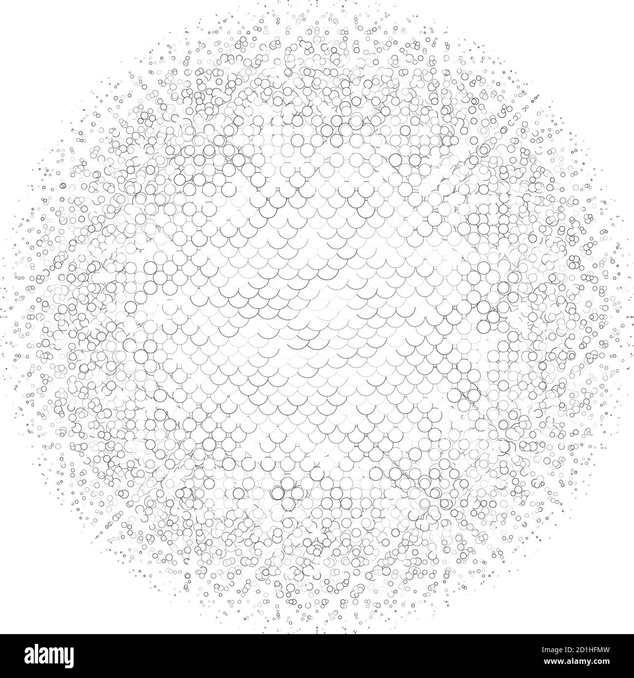 Outline, overlap-intersect rings halftone (half-tone) element. Dots ...