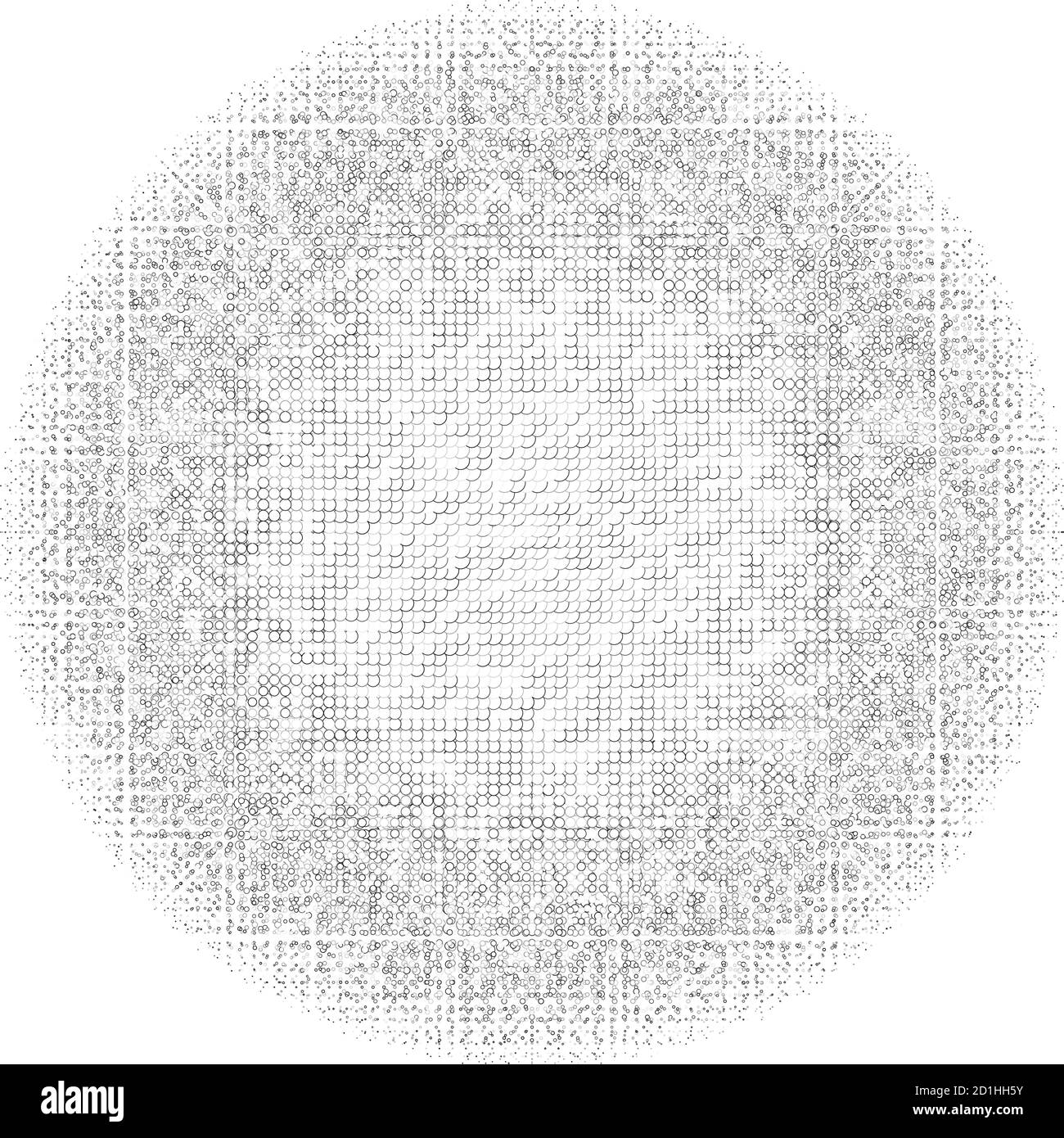 Outline, overlap-intersect rings halftone (half-tone) element. Dots ...