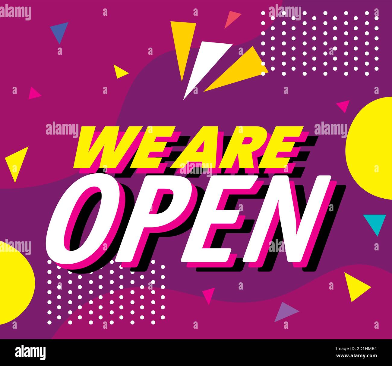 banner, lettering we are open and decoration Stock Vector Image & Art ...
