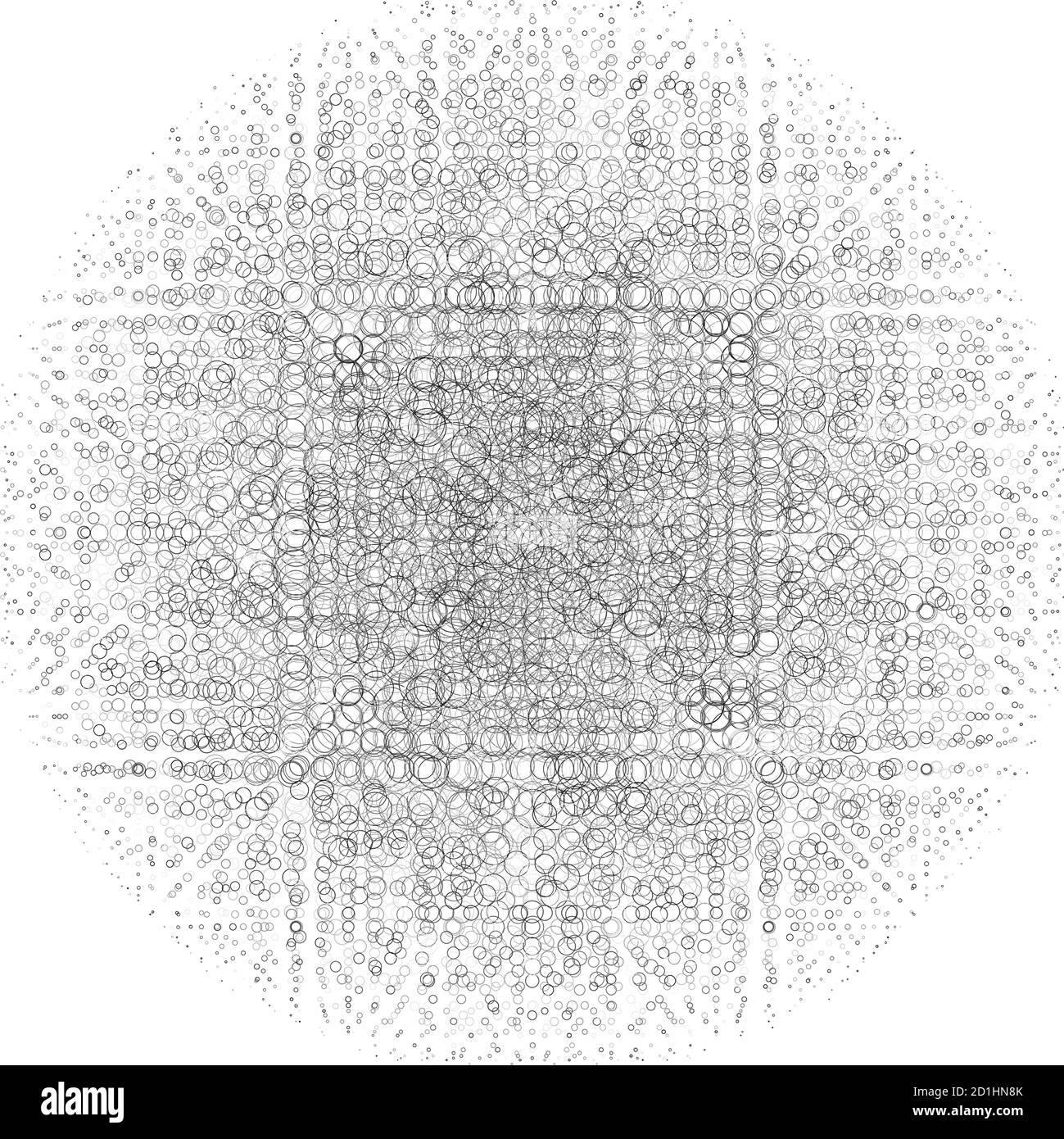 Outline, overlap-intersect rings halftone (half-tone) element. Dots ...