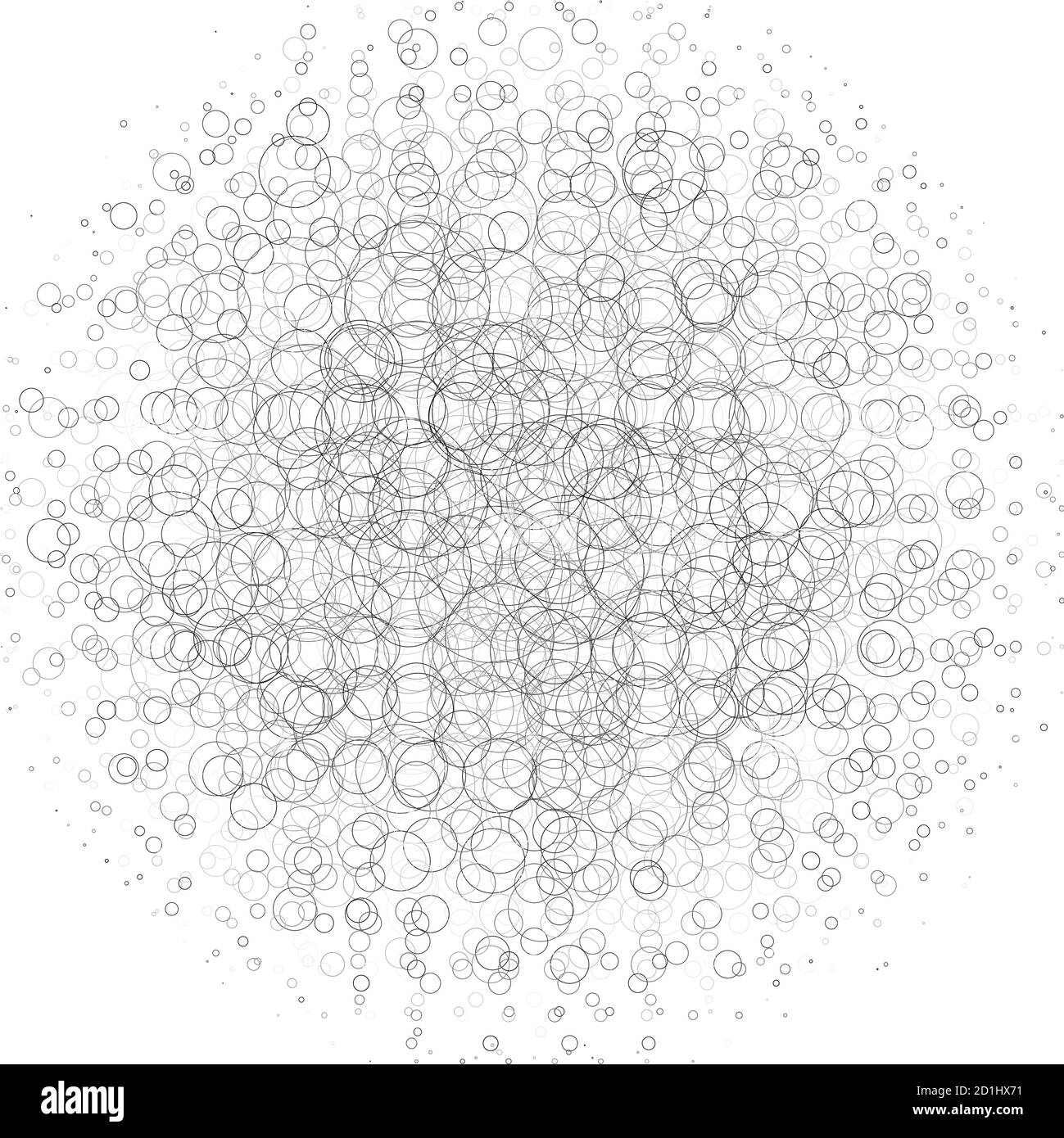 Outline, overlap-intersect rings halftone (half-tone) element. Dots ...
