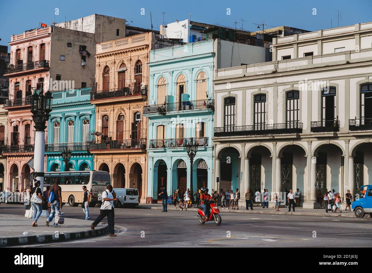 Iconic colourful colonial buildings in one of the main streets of ...