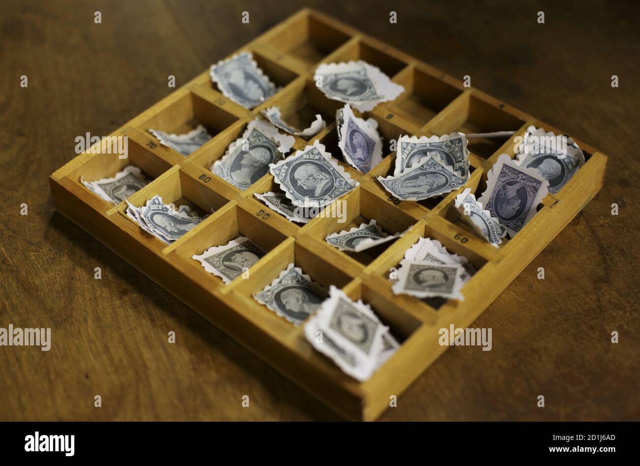 A box of old used stamps Stock Photo - Alamy