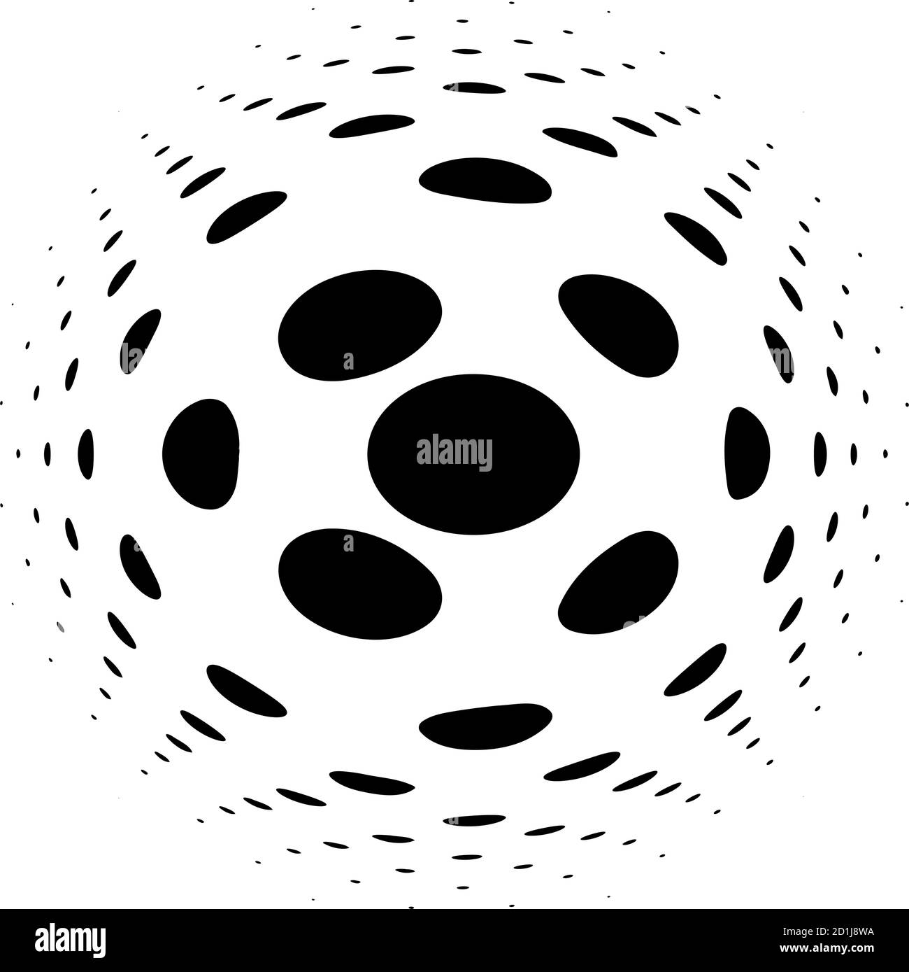 Spherical distortion halftone dots element. Orb, ball deform on bulge ...