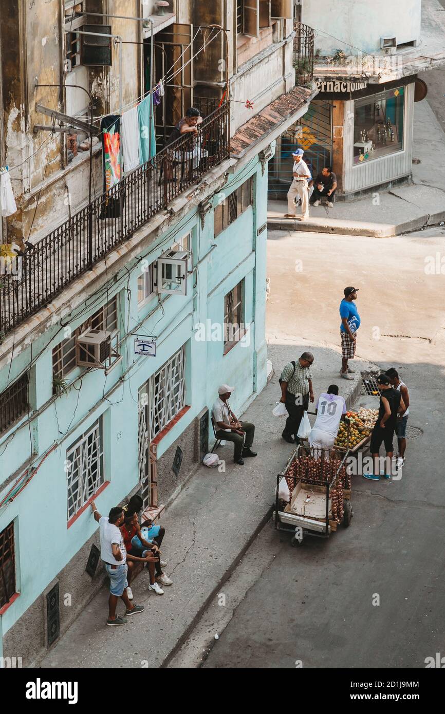 Busy street life in Old Town Havana, Cuba Stock Photo - Alamy