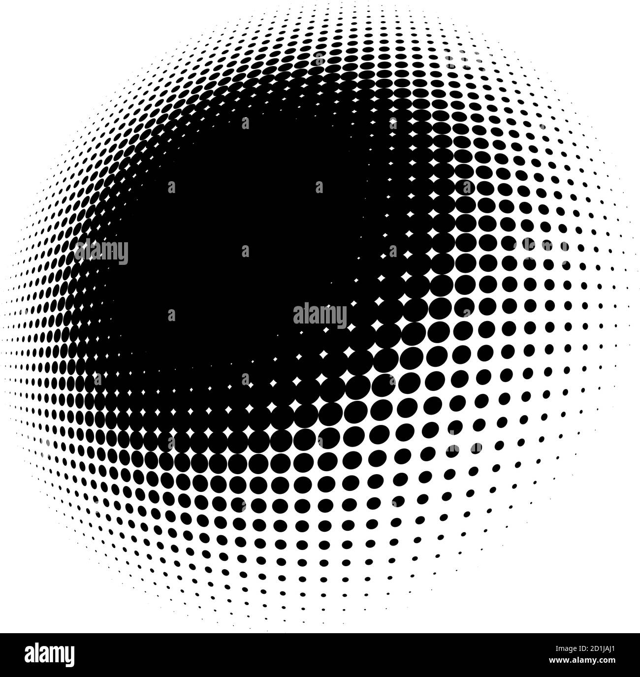 Spherical distortion halftone dots element. Orb, ball deform on bulge ...