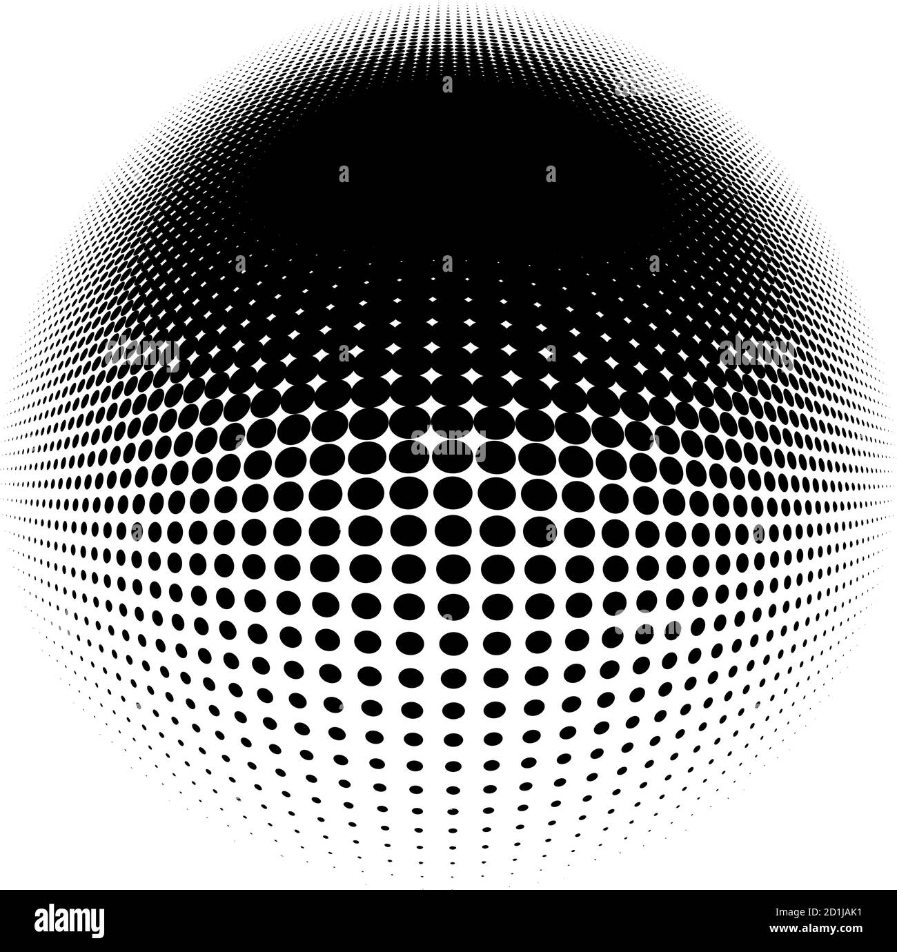 Spherical distortion halftone dots element. Orb, ball deform on bulge ...