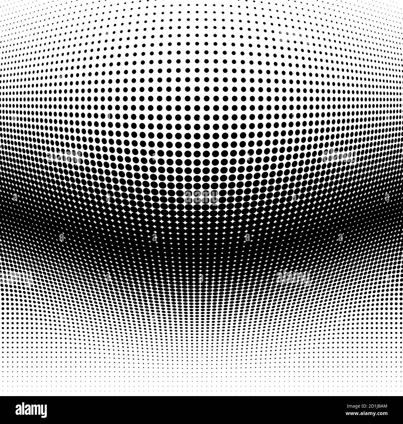 Spherical distortion halftone dots element. Orb, ball deform on bulge ...