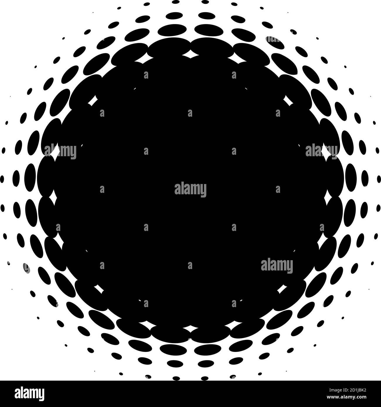 Spherical distortion halftone dots element. Orb, ball deform on bulge ...
