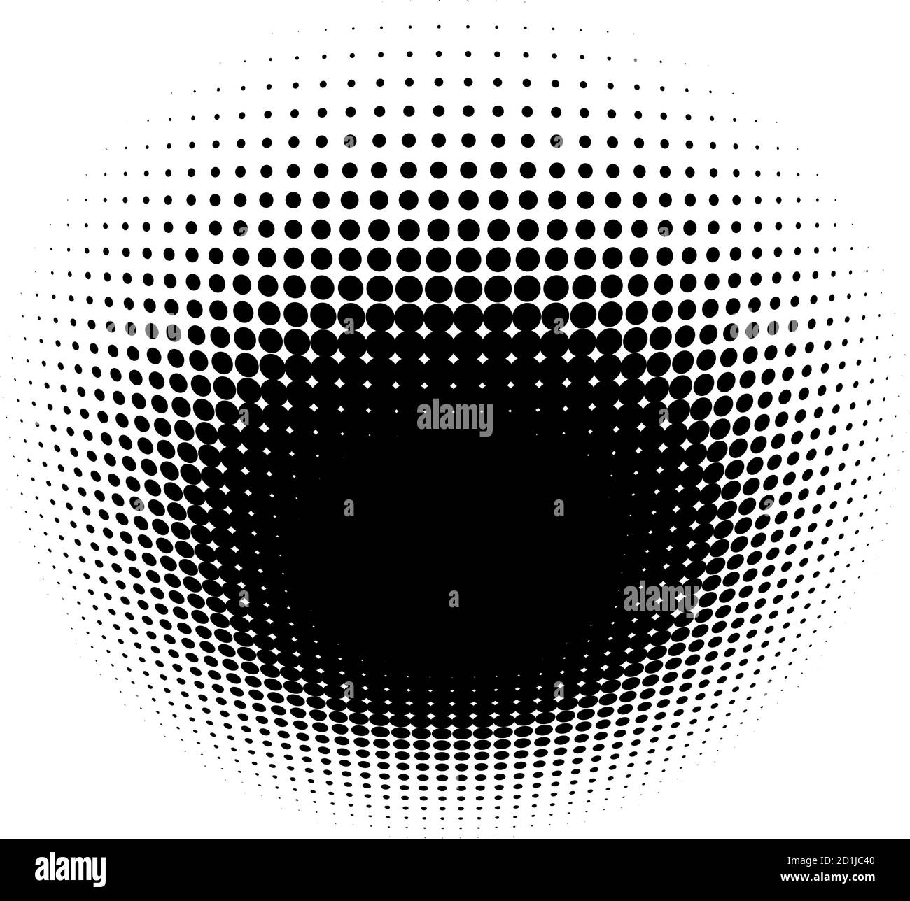 Spherical distortion halftone dots element. Orb, ball deform on bulge ...