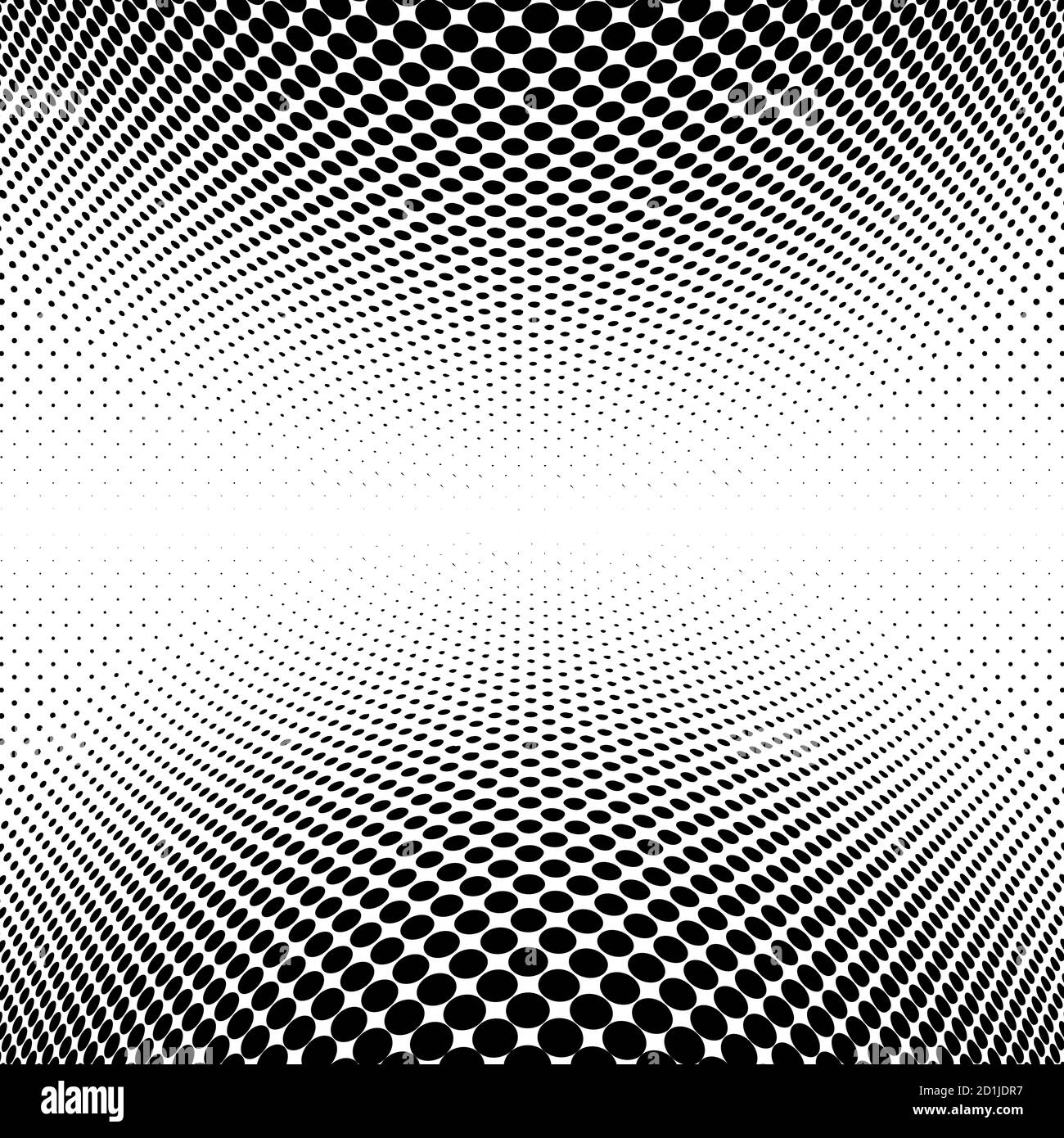 Spherical distortion halftone dots element. Orb, ball deform on bulge ...