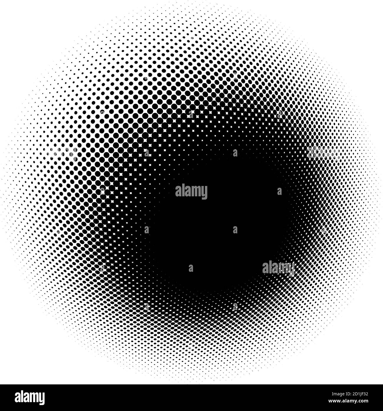 Spherical distortion halftone dots element. Orb, ball deform on bulge ...