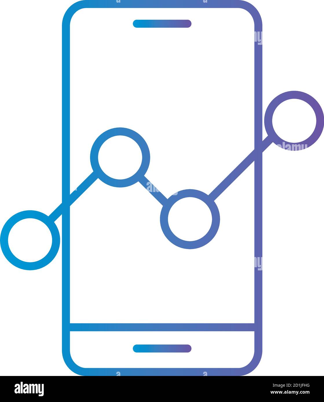 line chart in front of smartphone gradient style icon vector design ...