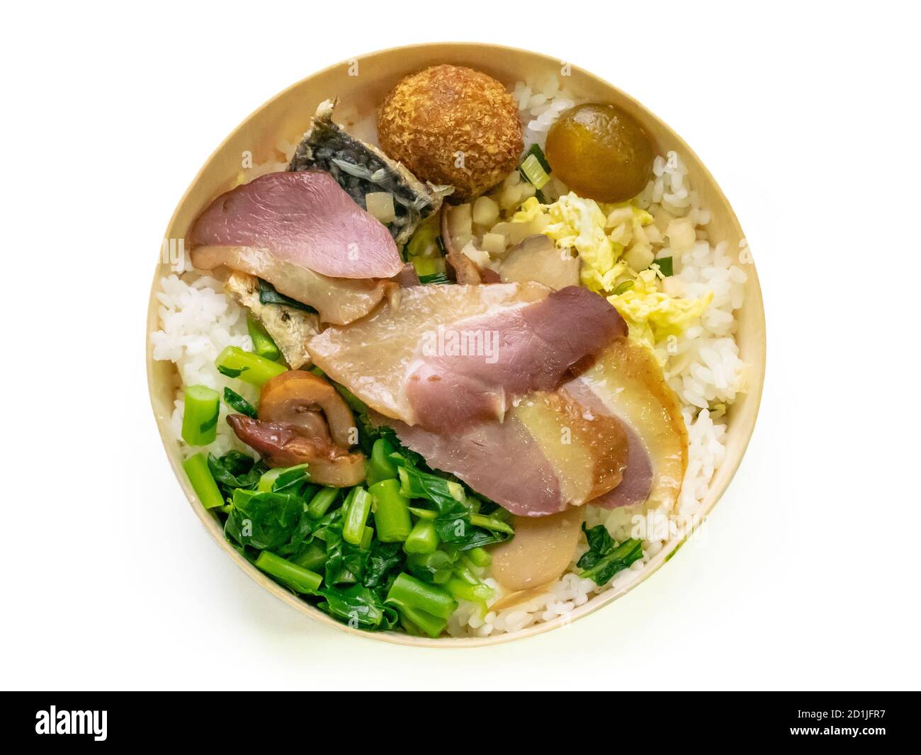 The close up of Taiwan railway lunch box meal food set isolated on ...