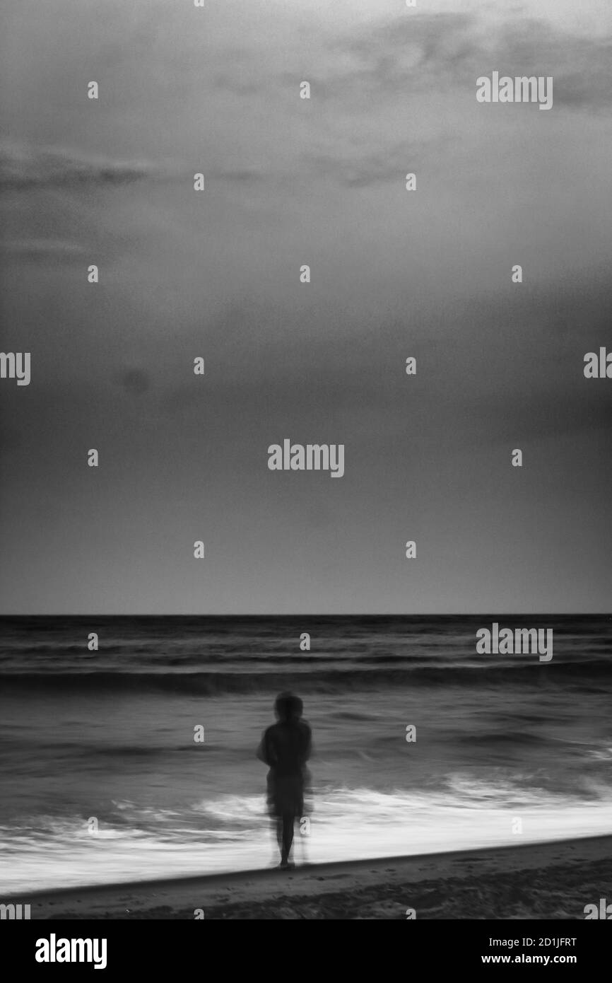 Fine Art Photography - Long exposure Beach waves with Boy standing ...