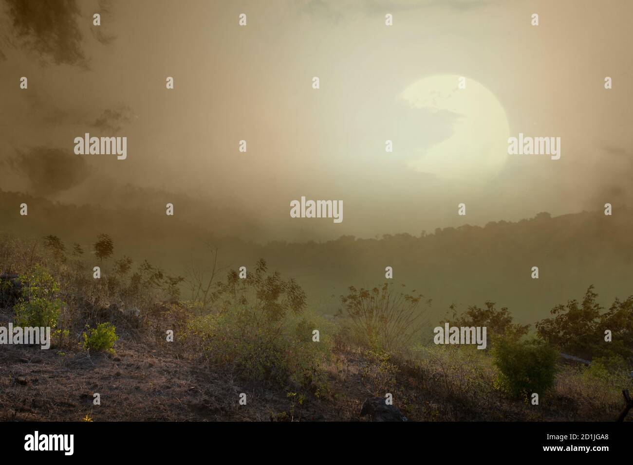 Field with the dramatic scene background Stock Photo - Alamy