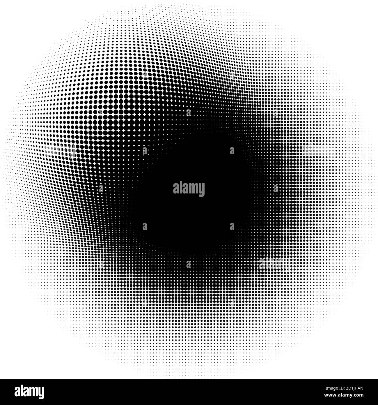 Spherical distortion halftone dots element. Orb, ball deform on bulge ...