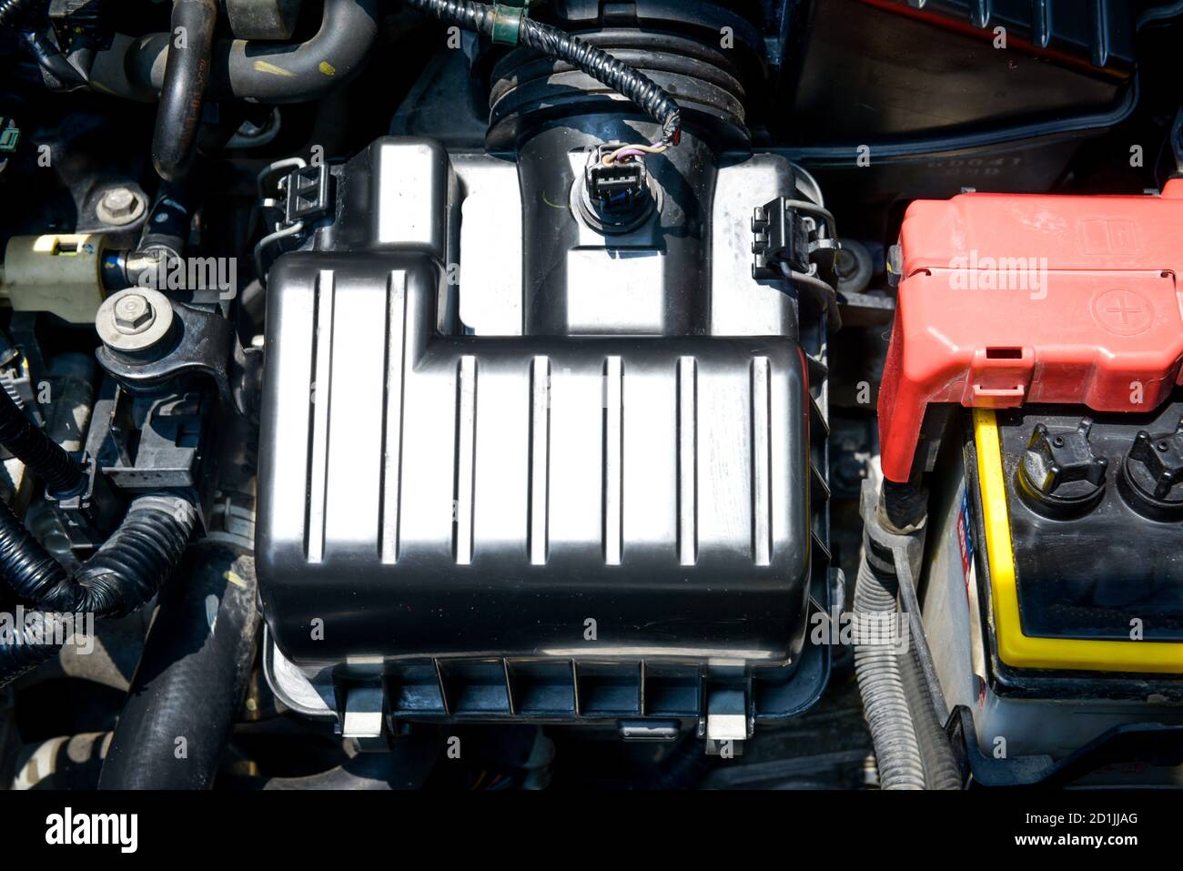 Detail of engine car inside the car hood Stock Photo - Alamy